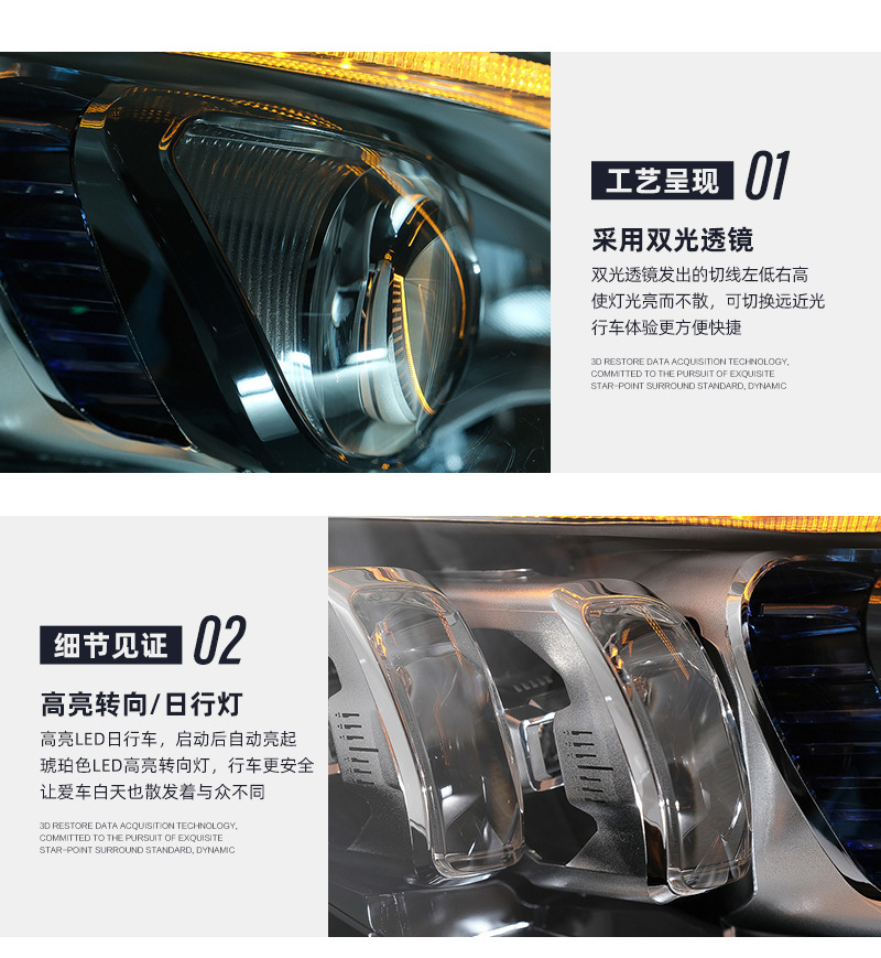 适用奔驰C级W205改装几何LED大灯一抹蓝流光升级大灯日行前照车灯采购价格、怎么样、行情市场-CCEE选品中心