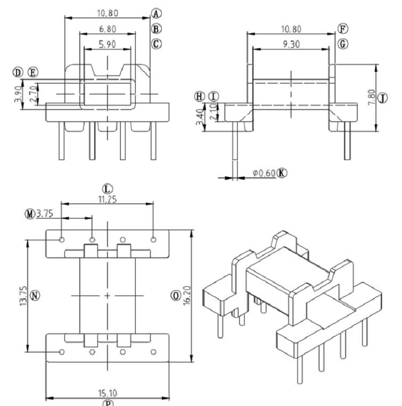 EFD15高频电源骨架EFD15变压器骨架EFD15卧式骨架直插4+4脚-阿里巴巴