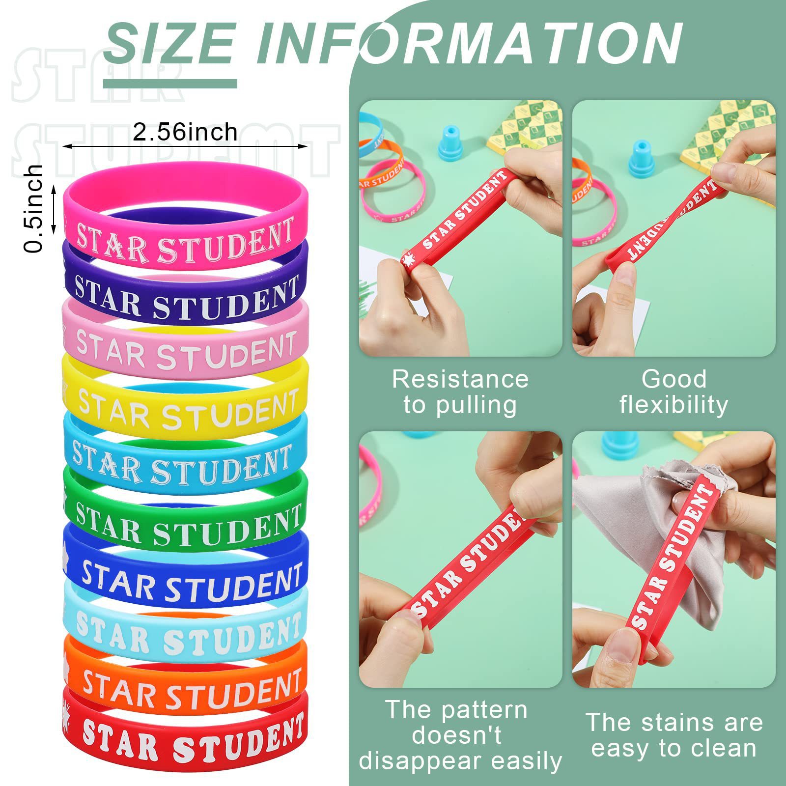 亚马逊Star Student Wristbands 硅胶手环学生励志礼物矽胶手腕带-阿里巴巴