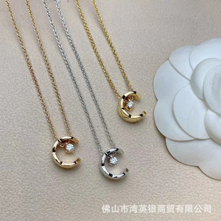 小香项链Coco水冰月项链高版本CNC吊坠18K经典锁骨链新款菠萝纹女-阿里巴巴
