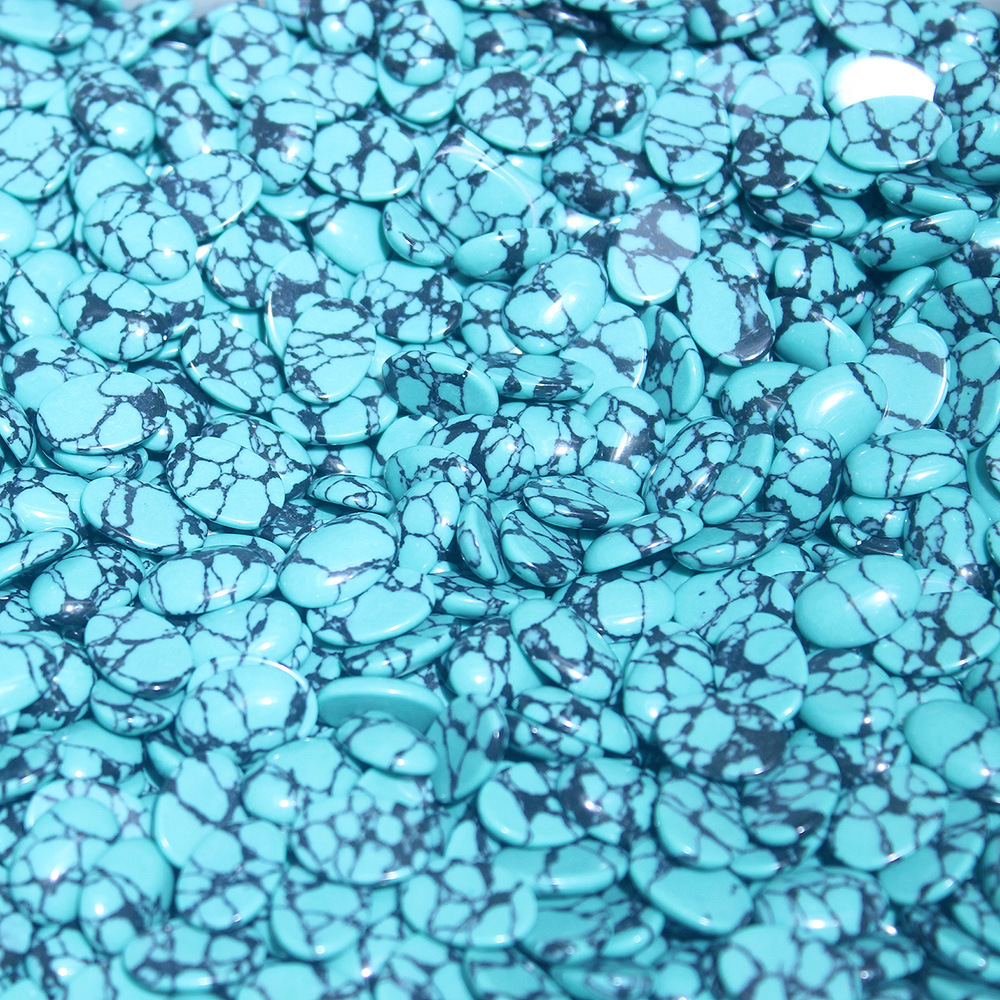 diy饰品配件椭圆形绿松石戒面土耳其松石贴片古玩配件高瓷网花松-阿里巴巴