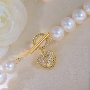 DIY配件 18K包金铜厚镀金满锆石爱心吊坠OT扣子串珠手工收尾扣-阿里巴巴