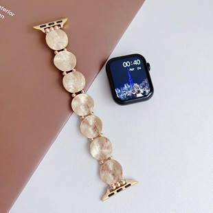 适用于Apple Watch 987645时尚潮流金色女款轻奢高级感复古女表带-阿里巴巴