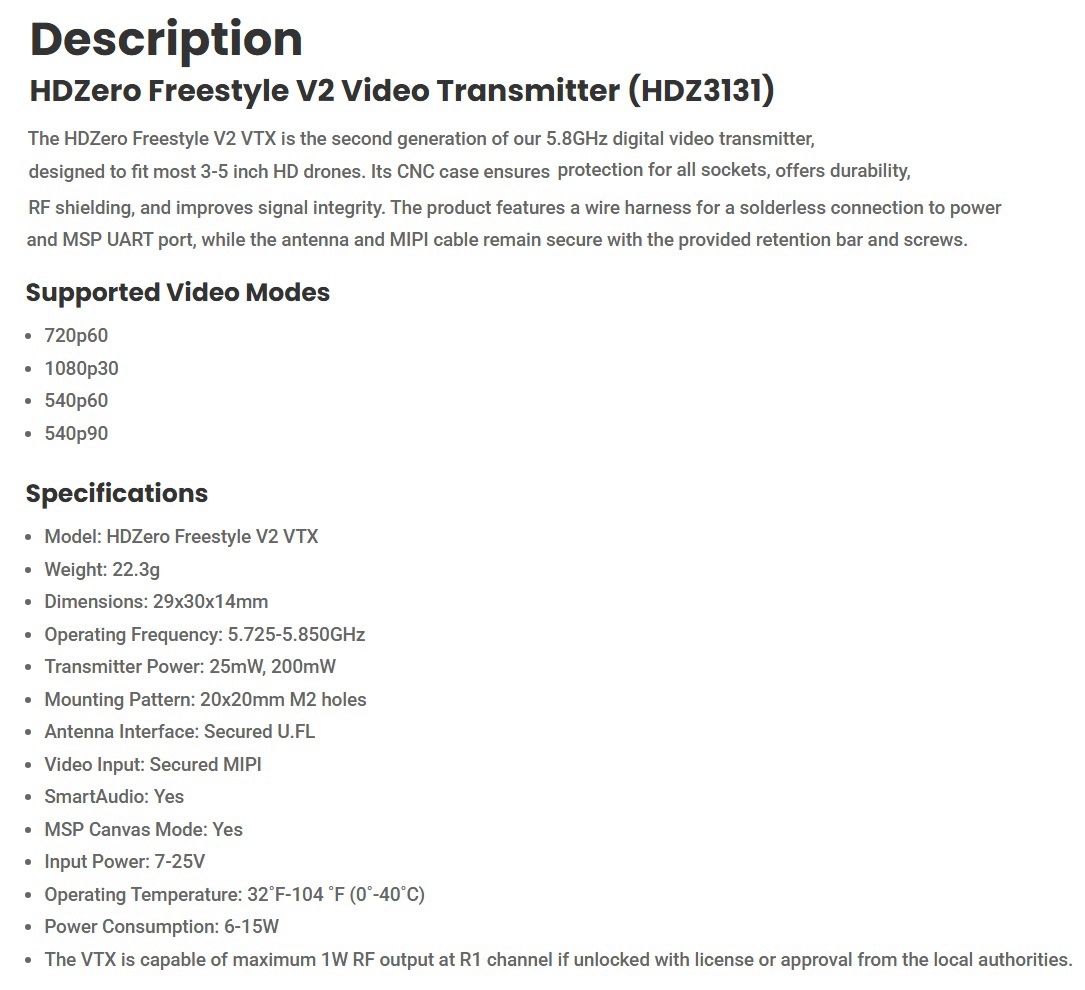 HDZero Freestyle V2 Video Transmitter Kit高清数字图传发射-阿里巴巴