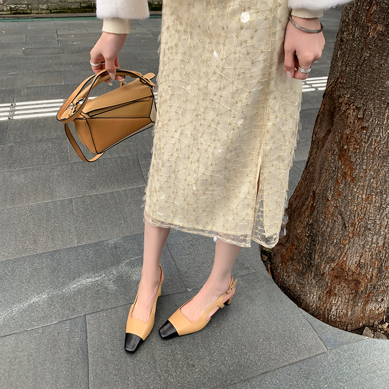 CHIKO Emberly Square Toe Chunky Heels Slingback Shoes