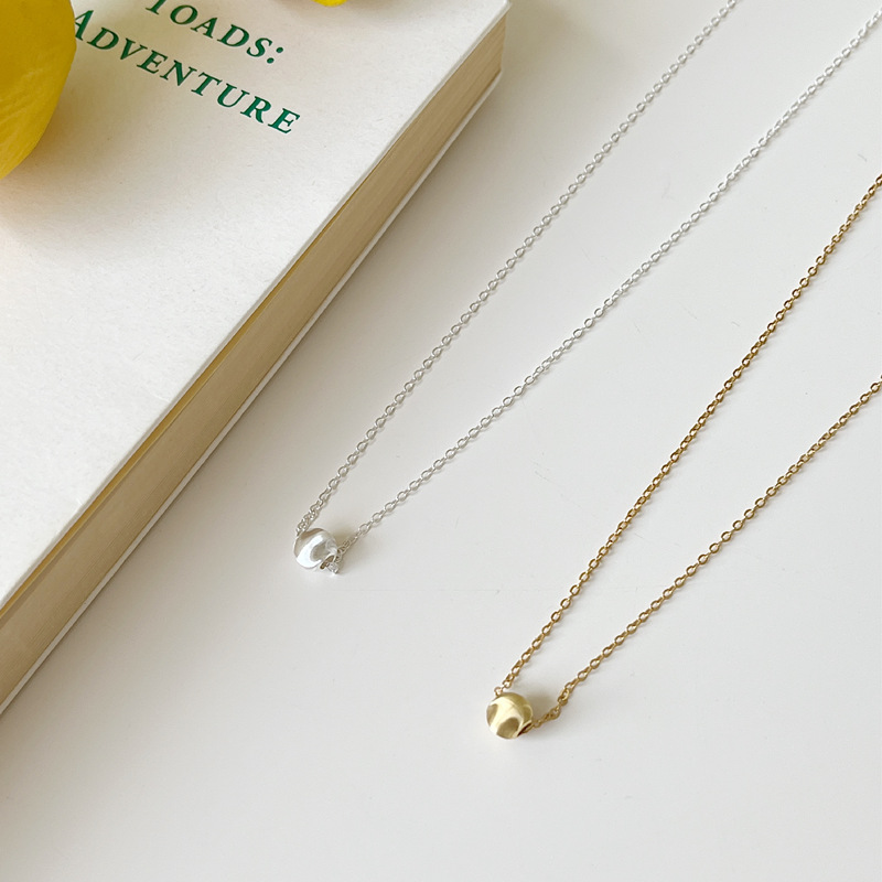 咔诗特 韩国韩版S925银 少女气质金色纹理转动猫眼金球个性项链女-阿里巴巴