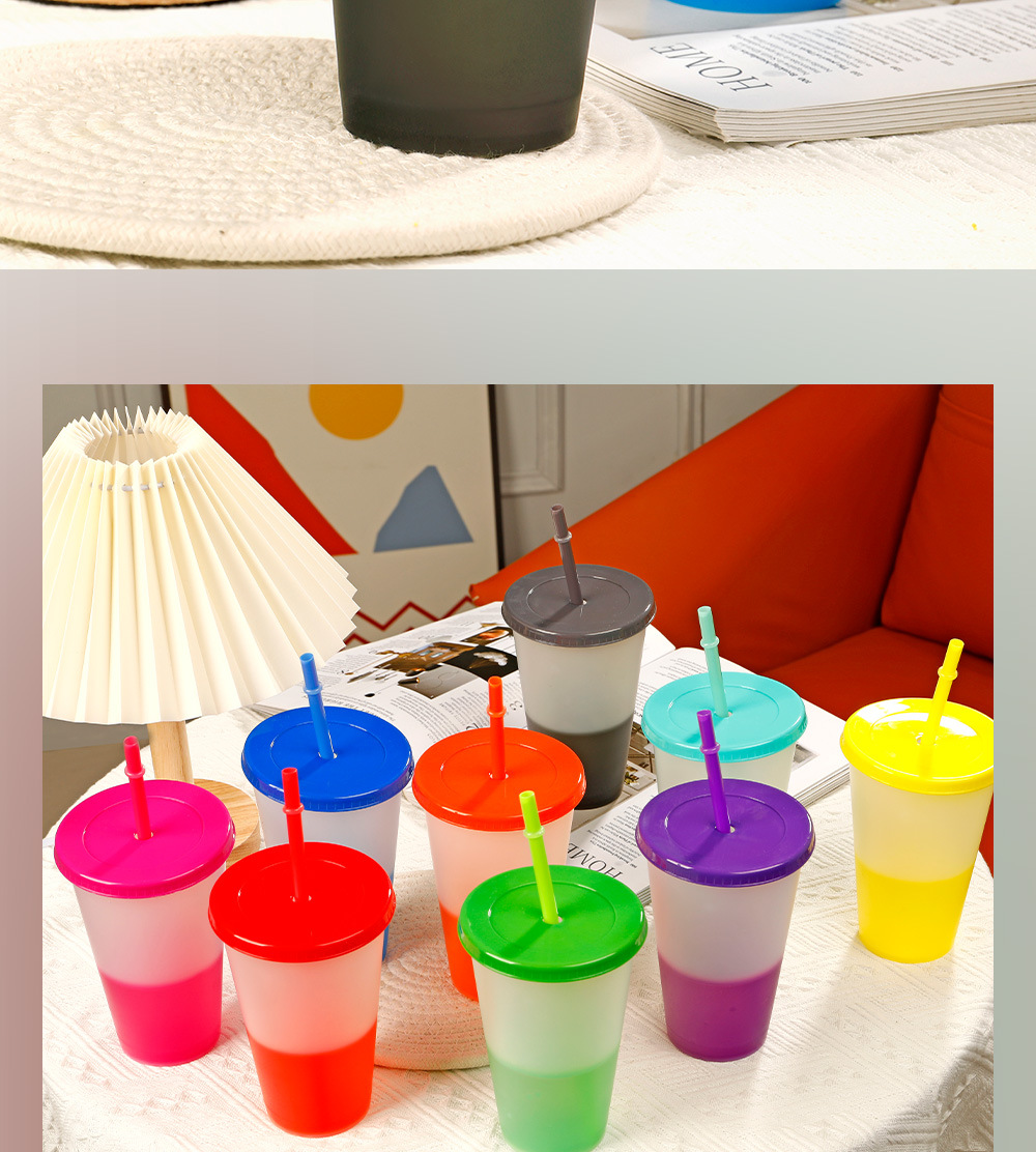 20007 厂家直销480ml吸管创意塑料变色杯 感温吸管塑料变色杯-阿里巴巴