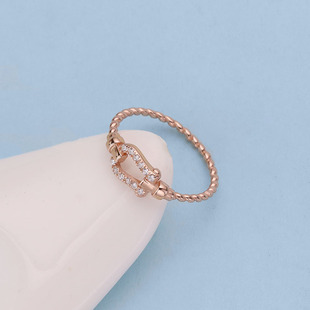 S925纯银小号马蹄扣戒指韩版轻奢高级感钻戒镶钻日常款食指戒女-阿里巴巴