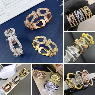 马蹄戒指s925银电镀18K金高版本8字结镶钻时尚情侣甜酷风马蹄戒指-阿里巴巴