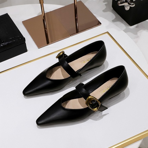 3683-1 Retro Fashion Low Heel Women's Shoes with Slope Heel, Shallow ...