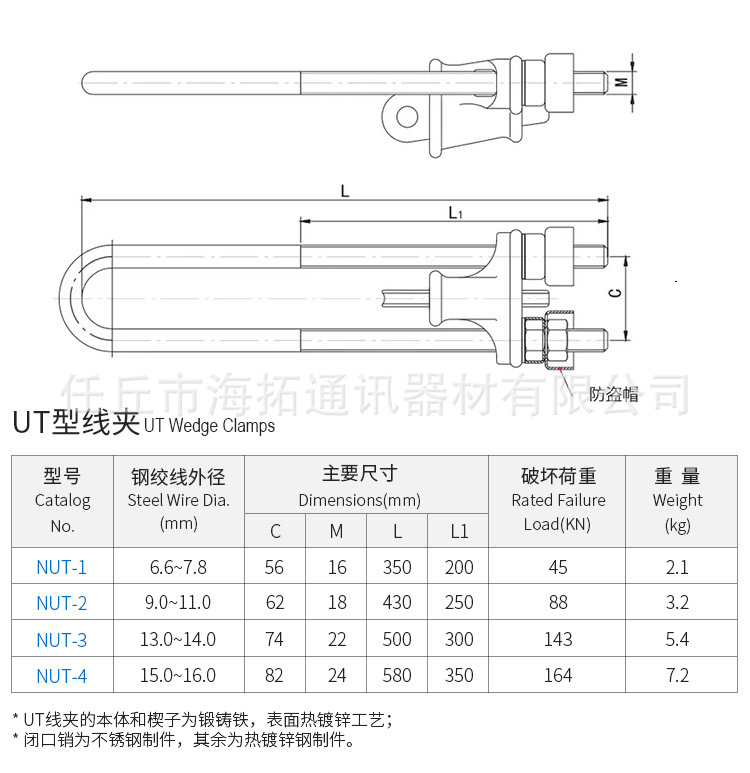 国网电力金具可调式NUT线夹楔形线夹NX-2拉线上下把UT-2 UT-3UT-4-阿里巴巴