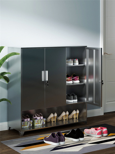 不锈钢鞋柜家用门口入户楼道走廊室外大容量多层收纳储物柜子带锁-阿里巴巴