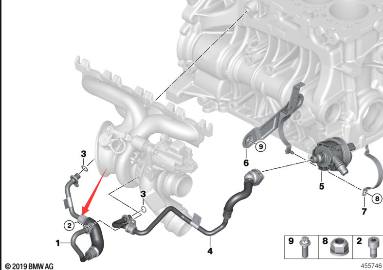 11537643094适用于宝马3系5系7系涡轮供流管b48涡轮回水管-阿里巴巴