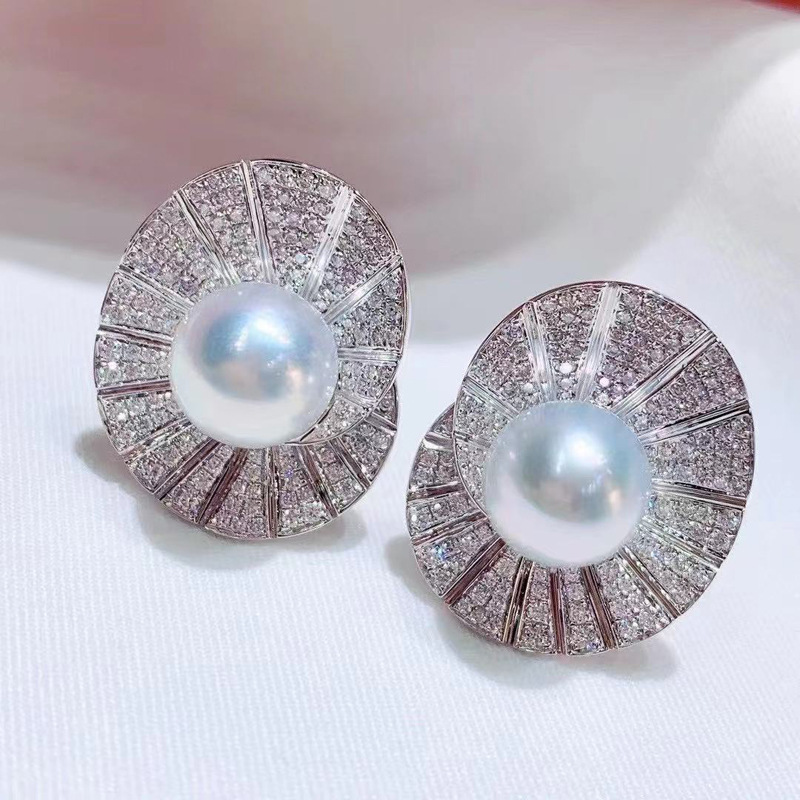 DIY珍珠配件 S925银耳钉空托 遮瑕款银饰耳环 配7-9mm圆珠 21251-阿里巴巴