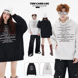 TIDE CARD LOG|秋冬原创新款街潮复古链条贴布绣连帽长袖卫衣情侣-阿里巴巴