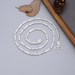 S925纯银双龙头竹节素银S扣项链 国潮时尚生肖龙元3.5m粗素银项链-阿里巴巴