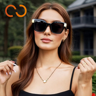 两个圈 高级感风潮复古猫眼墨镜女gm2025新款防紫外线太阳镜T1427-阿里巴巴