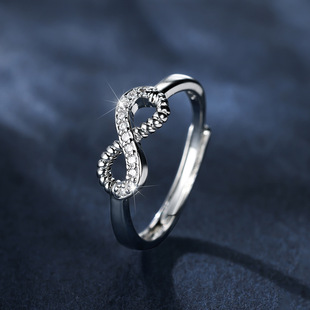 shein跨境好物8字型镶钻开口戒指简约个性ins风指环-阿里巴巴