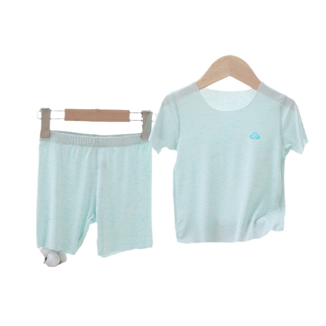 2021 summer new children's colored cotton short sleeve suit traceless T ...