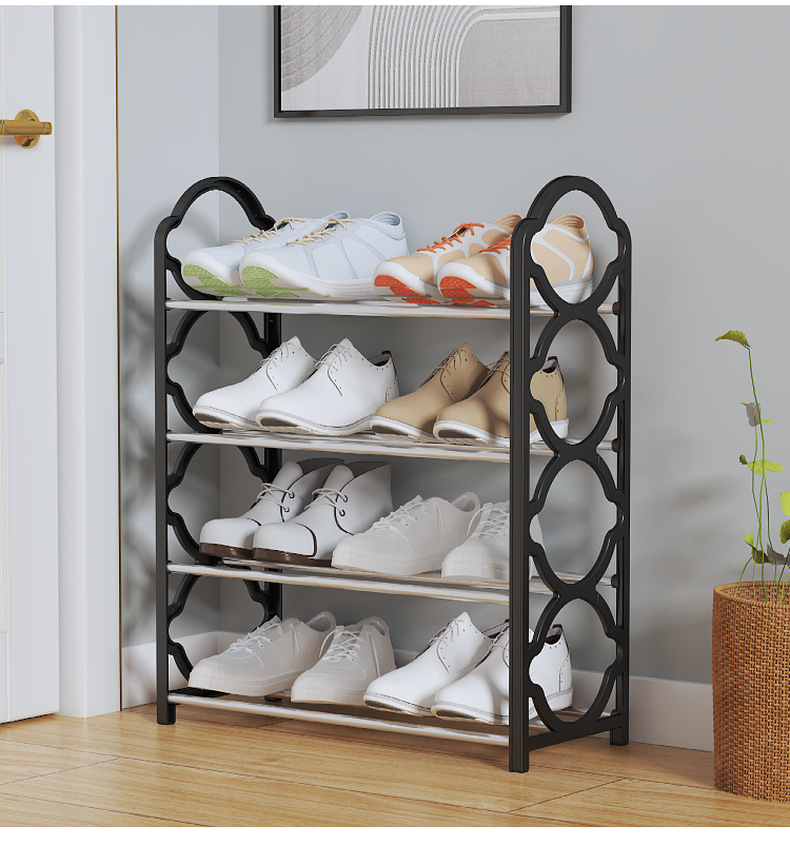 鞋架简易花边四层鞋架门口家用收纳鞋柜宿舍经济型防尘鞋子置物架-阿里巴巴