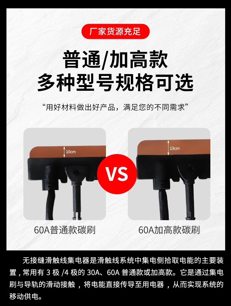 无接缝滑触线集电器起重机受电器高含铜加高碳刷片刀头JD-60A-阿里巴巴