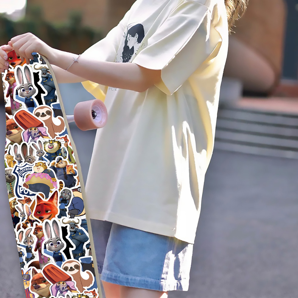 疯狂动物城卡通涂鸦贴纸跨境装饰笔记本手机壳行李箱贴画批发60张-阿里巴巴