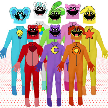 亚马逊新款Poppy Playtimecos连体衣儿童表演cos服波比的游戏时间-阿里巴巴