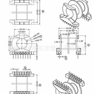 PQ5050高频骨架PQ5050变压器骨架双槽卧式8+8针骨架干式-阿里巴巴
