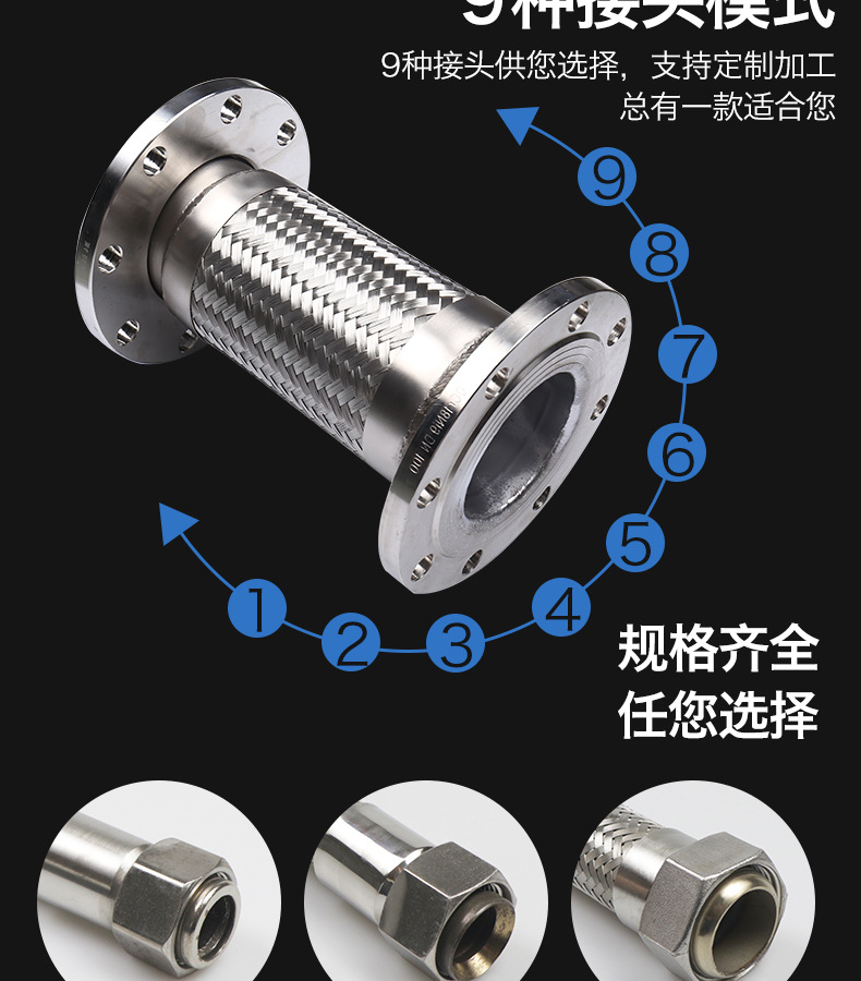 法兰金属软管304不锈钢钢丝编织波纹管DN15~DN1500不锈钢软连接-阿里巴巴