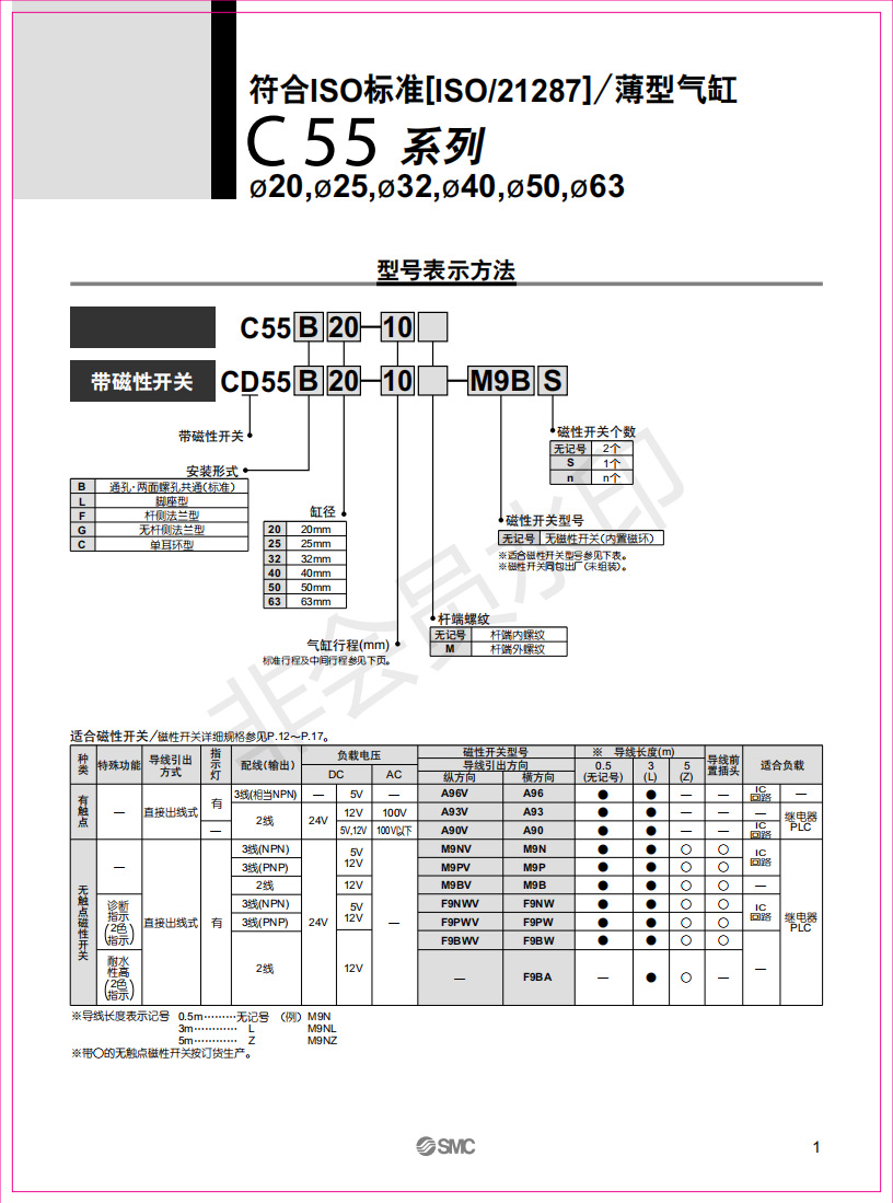 SMC薄型气缸C55B/CD55B63-20-25-30-35-40-45-50-60-100-125-150M-阿里巴巴