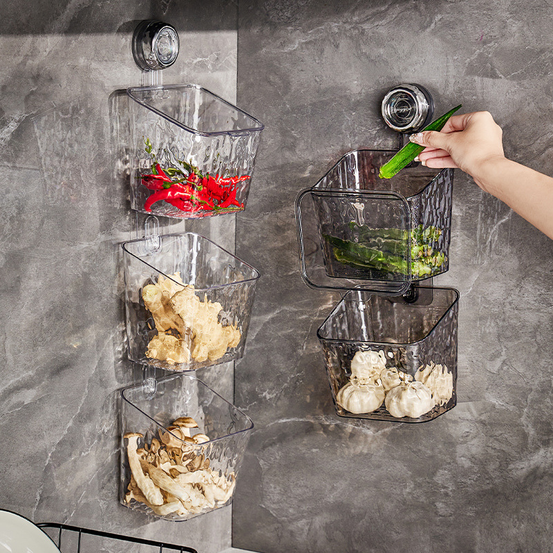Corrugated suction cup hanging basket onion ginger garlic storage box ...