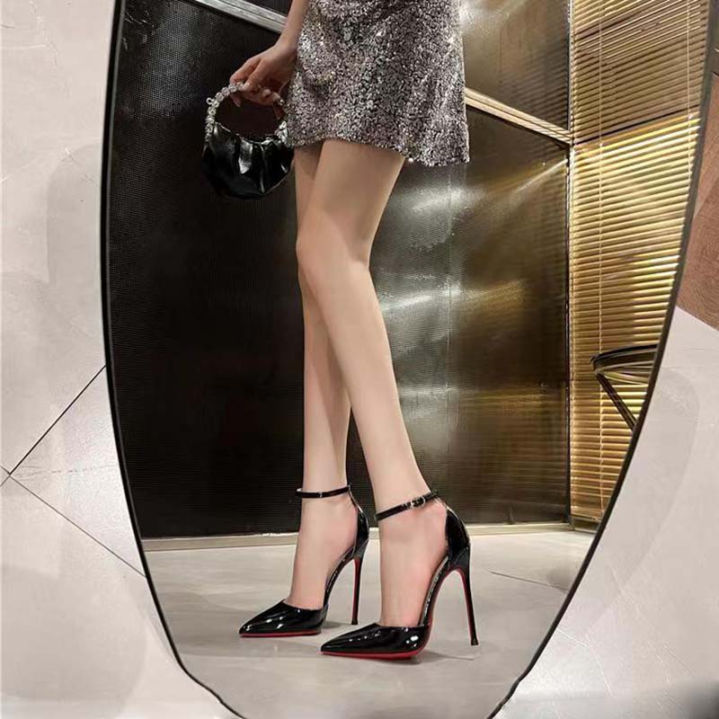 Black Red Bottom High Heels Women 2024 New Bed Stiletto Heel French ...