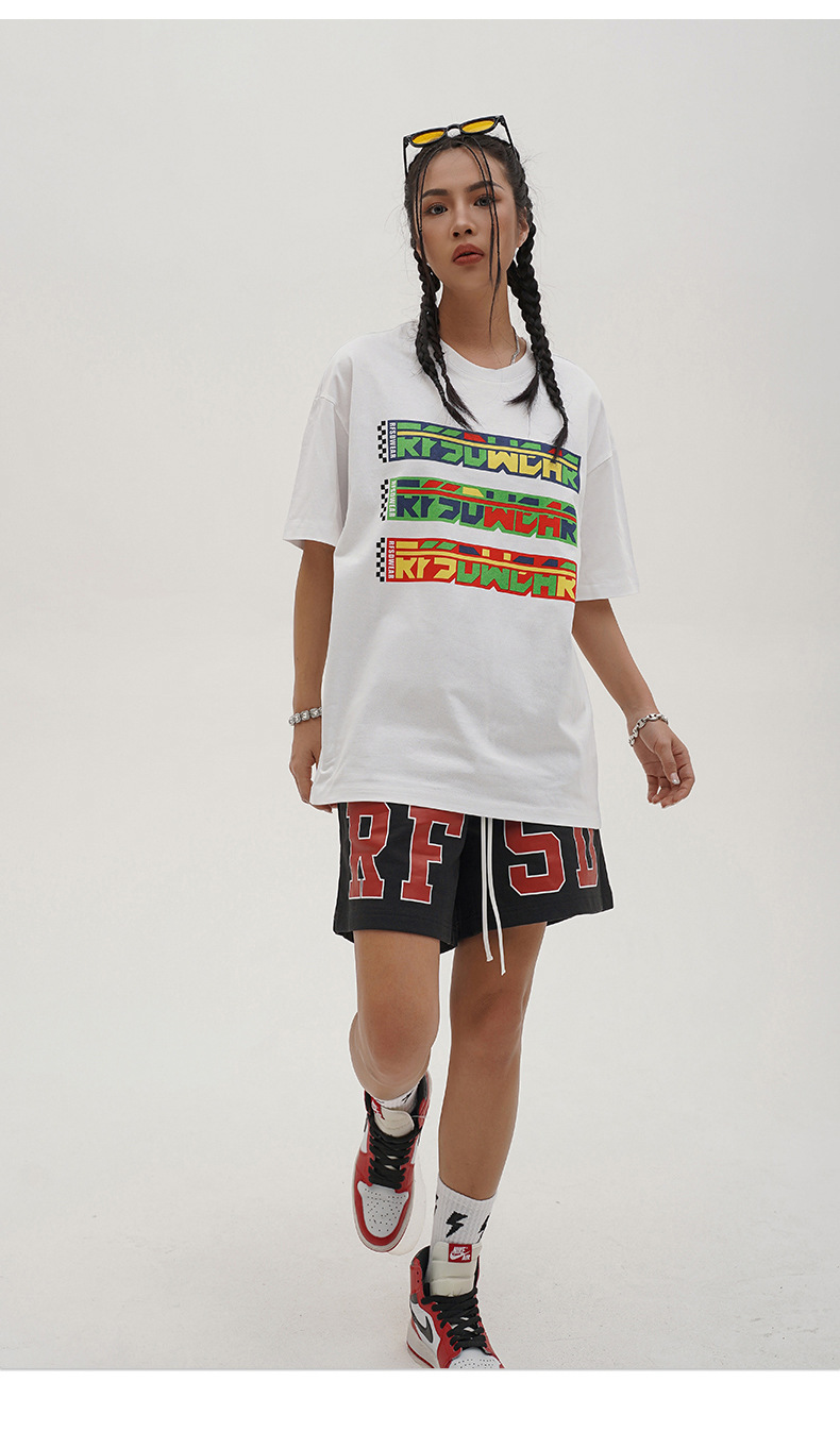 RFSD男装|幻彩字T恤2023夏季新品潮牌版型220g纯棉宽松短袖t恤男-阿里巴巴