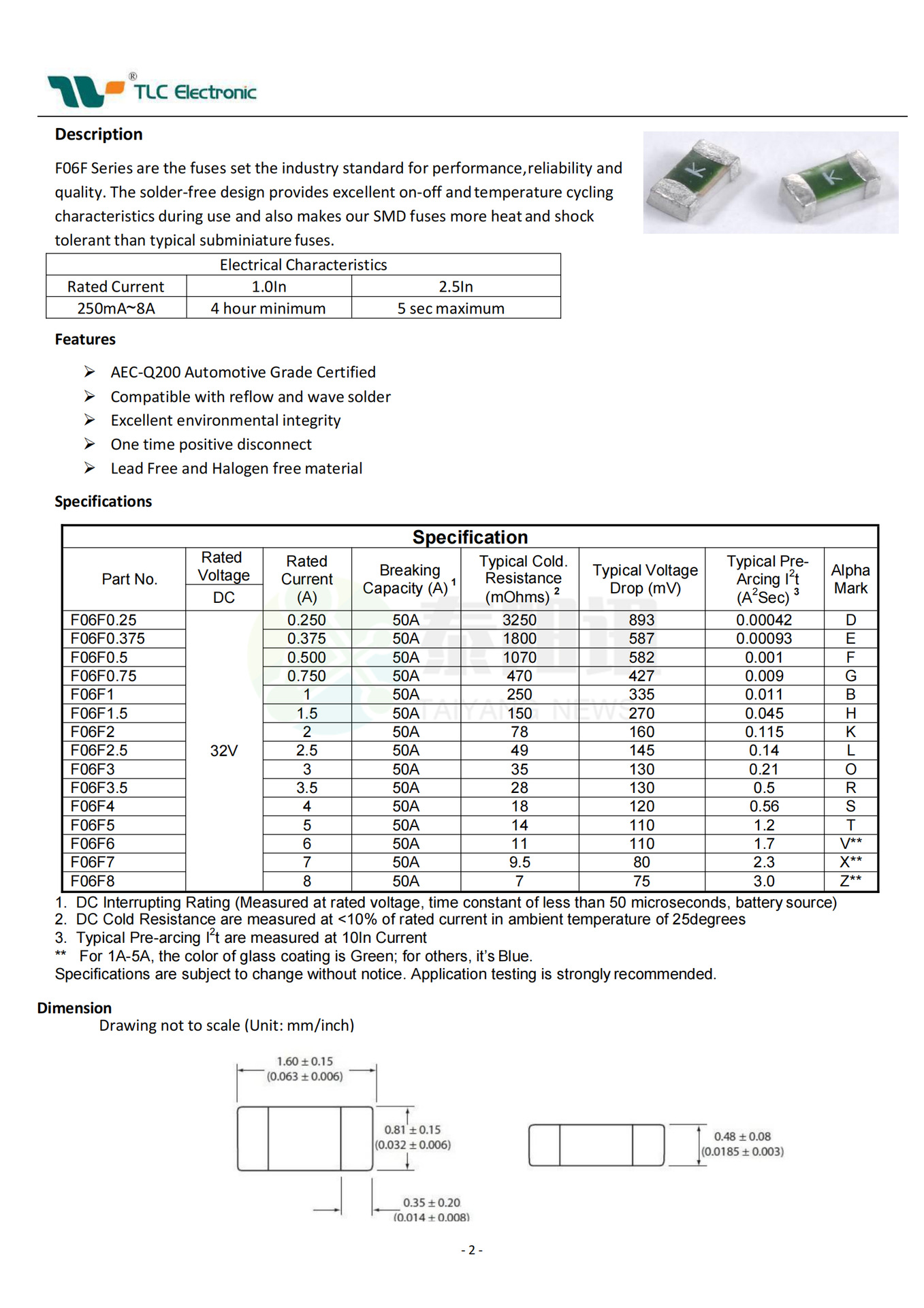 0603 0.25A 250mA 32V贴片快速熔断保险丝F06F0.25 丝印D TLC竞沃-阿里巴巴