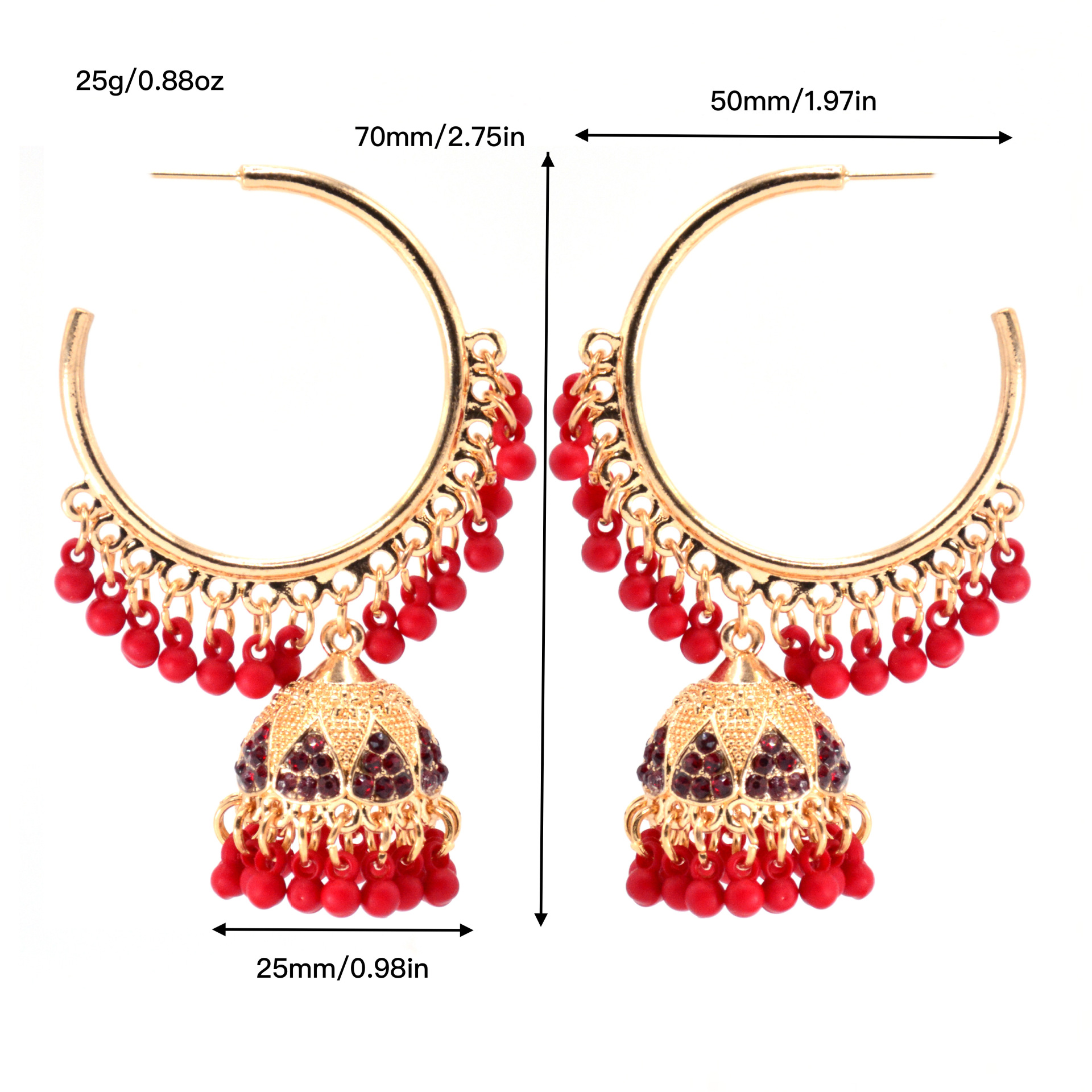 E066跨境热销波西米亚风非洲印度复古民族风女士圆形铃铛流苏耳环-阿里巴巴