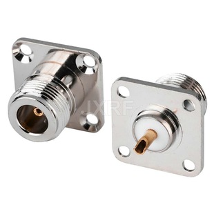 JXRF连接器N型母头N-KFD 母头带四孔方板焊接头N母法兰盘面板安装-阿里巴巴