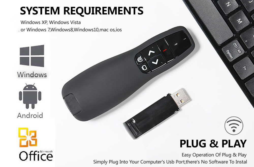 R400 Wireless RF Remote Wireless Receiver PPT Wire Presenter-阿里巴巴