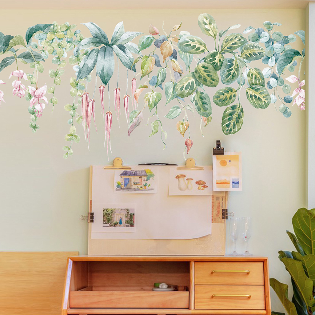 绿植藤蔓蝴蝶自粘PVC贴纸 JS-N0跨境定 制客厅卧室窗户装饰墙贴-阿里巴巴