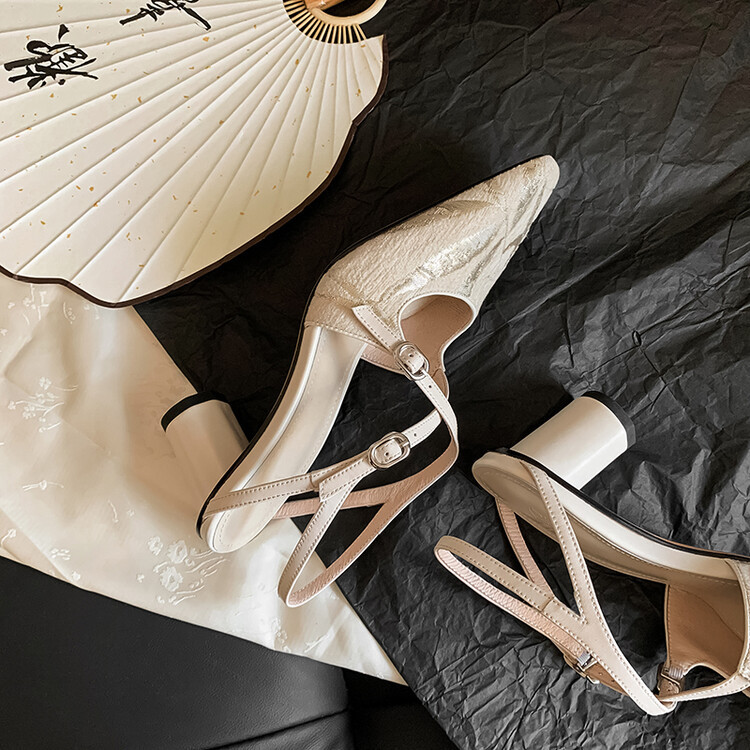 CHIKO Jala Pointy Toe Block Heels Slingback Shoes
