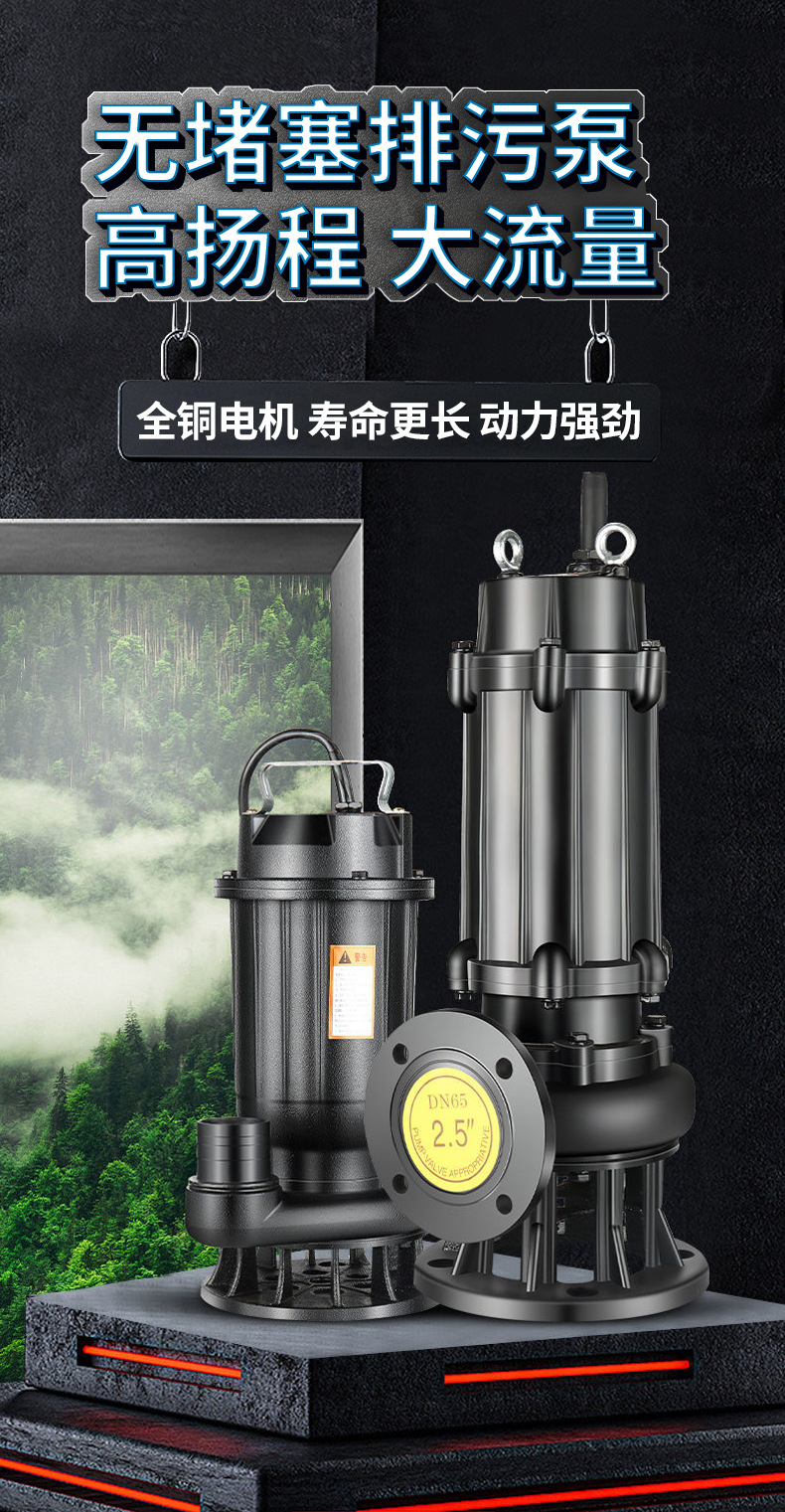 厂家50WQ潜水泵380v扬程30米抽水泵农用灌溉浇菜地温岭水泵-阿里巴巴