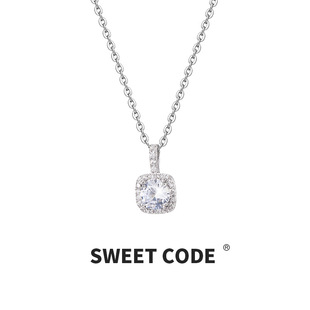 SWEET CODE 钛钢项链 方糖镶钻项链锆石气质轻奢时尚百搭小众简约-阿里巴巴