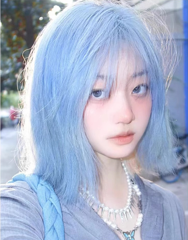 蓝色假发短发女齐肩波波头全头套cos彩色亚文化酷lolita洛丽塔y2k-阿里巴巴