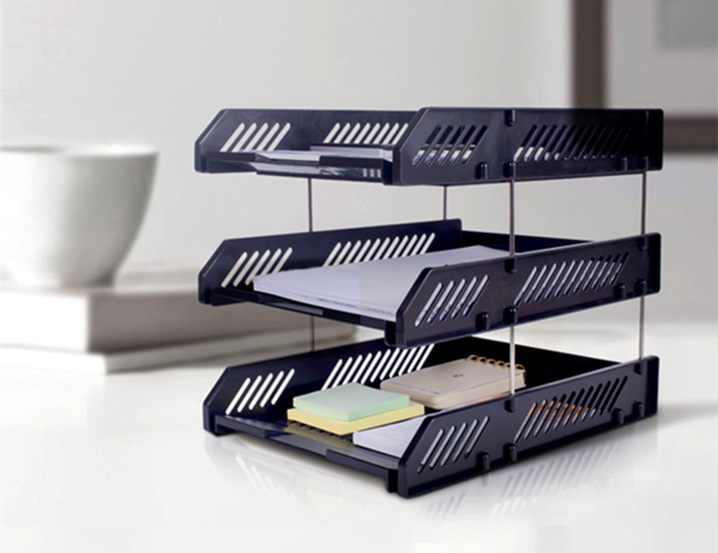 得力9209三层文件座 文件盘文件框 横式文件栏 文件筐资料收纳架-阿里巴巴