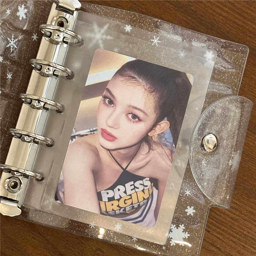 原创ins风闪闪透明雪花小猫m5活页本手账本pvc软壳单扣日记本卡册-阿里巴巴