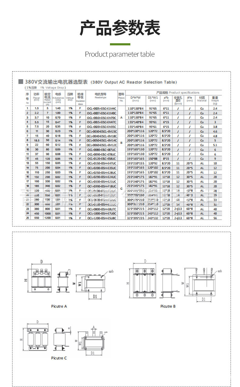 EAGTOP上海鹰峰OCL输出电抗器380V变频器输出端出线电抗器 压降1%-阿里巴巴