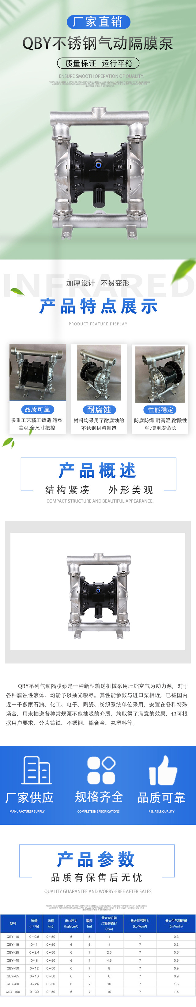 QBY型不锈钢气动隔膜泵 耐腐蚀耐酸碱耐高温 304/316/316L-阿里巴巴