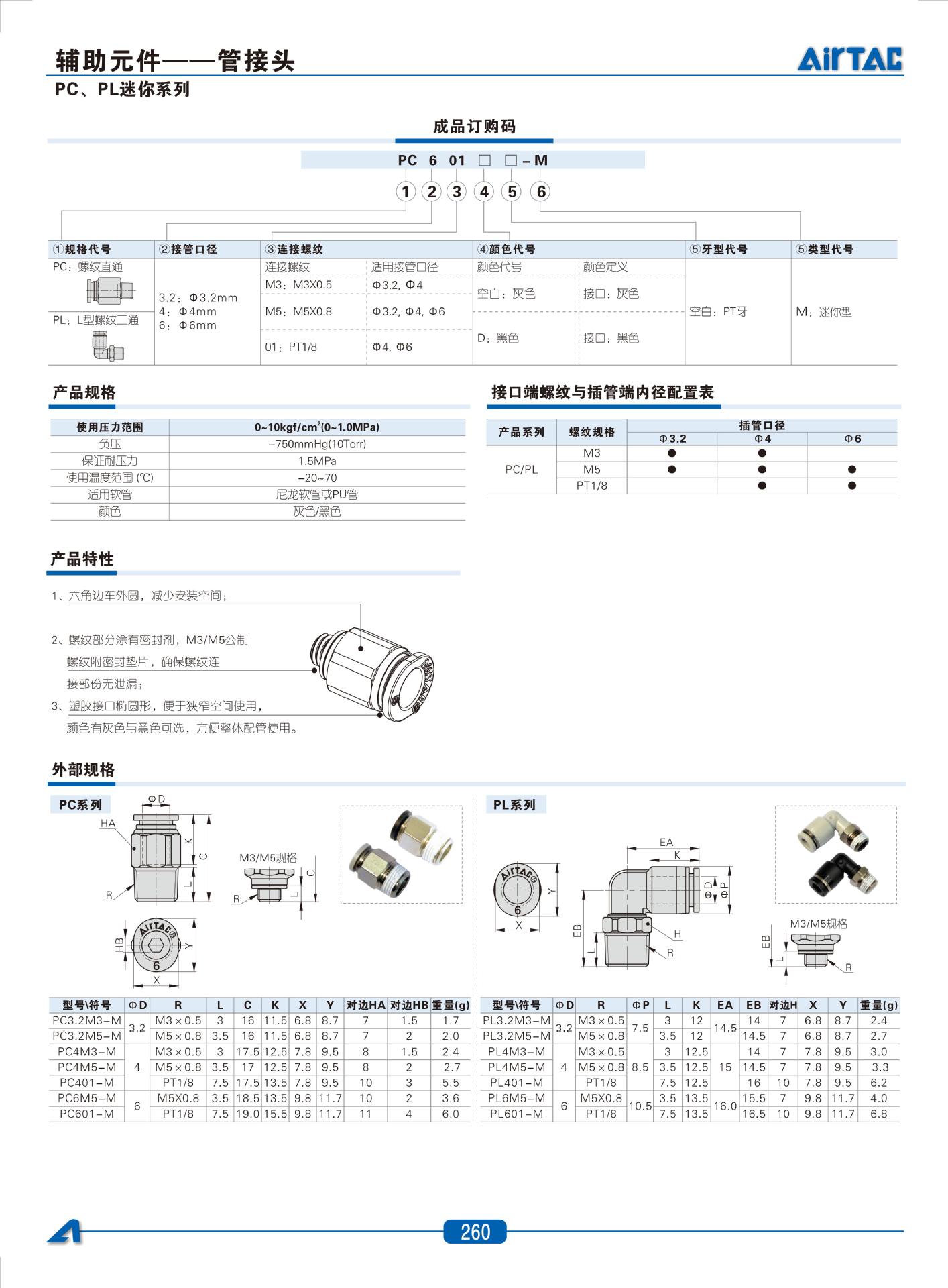 AIRTAC亚德客气动迷你螺纹弯通快速接头PL4M5-M PL601-M PL4M3-M-阿里巴巴
