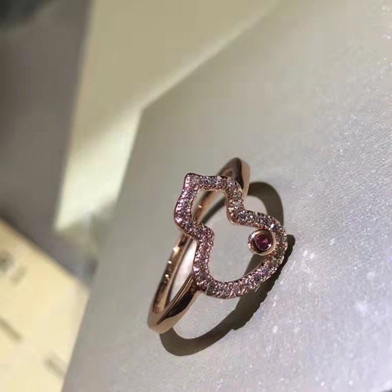 福禄红玛瑙葫芦戒指女情侣满钻对戒简约时尚网红爆款活口可调节-阿里巴巴