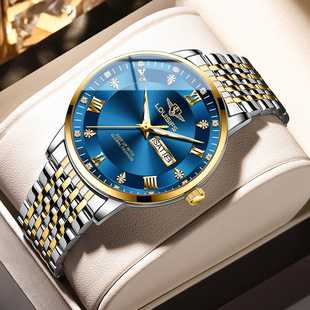 LOUISIFS男士手表男款潮流时尚商务镶钻双日历防水夜光石英男表-阿里巴巴