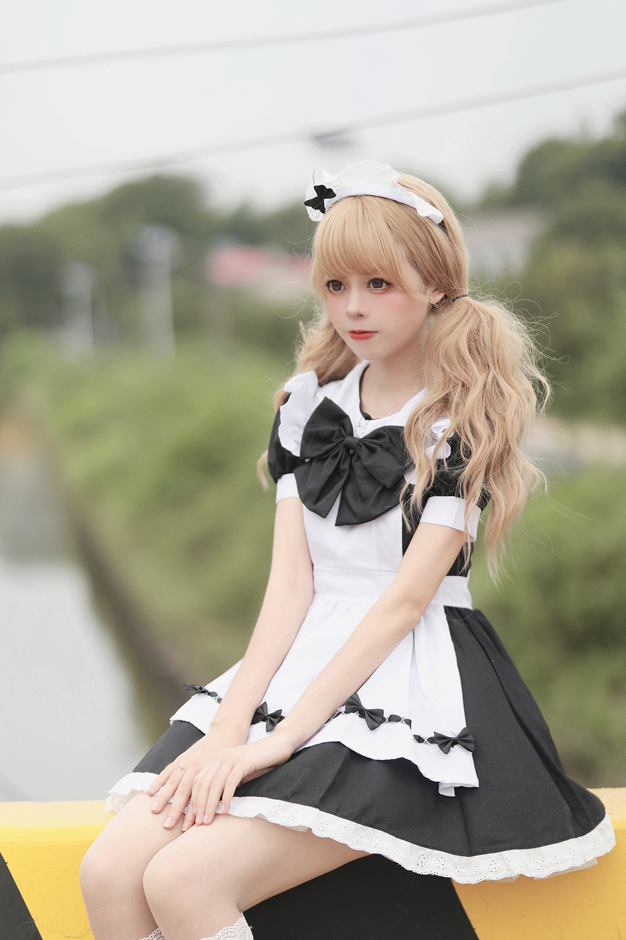 日系甜美可爱粉白女仆装cosplay洛丽塔lolita二次元软妹女佣制服-阿里巴巴